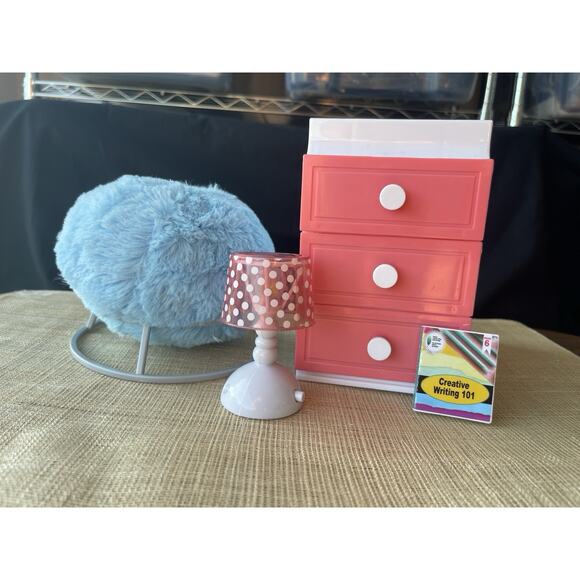 My Life | Toys | My Life As Doll Furniture Lot Dresser Lamp Book Poof ...
